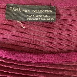 Zara | Tops | Zara Wb Collection Purple Ribbed Peplum Blouse | Poshmark